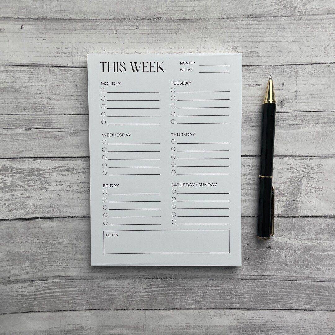 Weekly Planner Notepad, Minimalist 5"x7" to Do List Tear-away Notepad ...