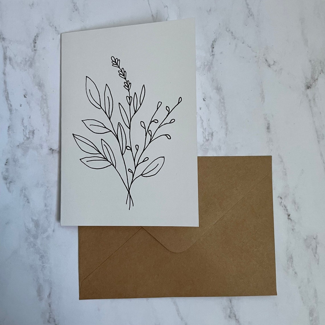 Set of 10 Plain Minimalist Hand Drawn Greeting Cards With - Etsy