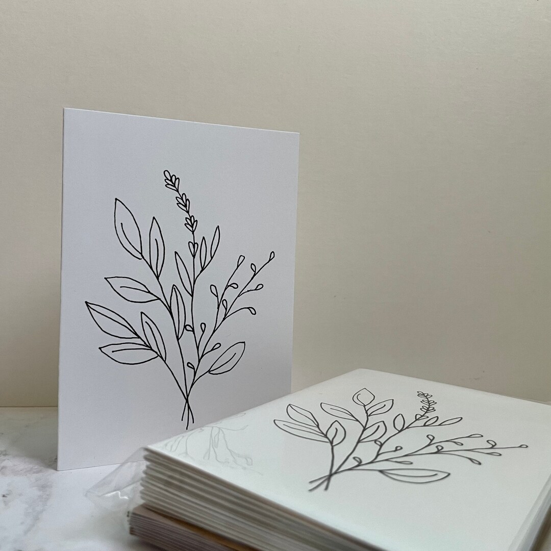 Set of 10 Plain Minimalist Hand Drawn Greeting Cards With - Etsy