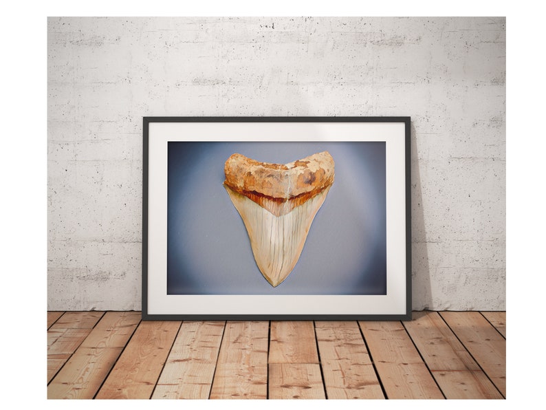 Megalodon indonesian Arrow Painting printable Decor, Prehistoric Art ...