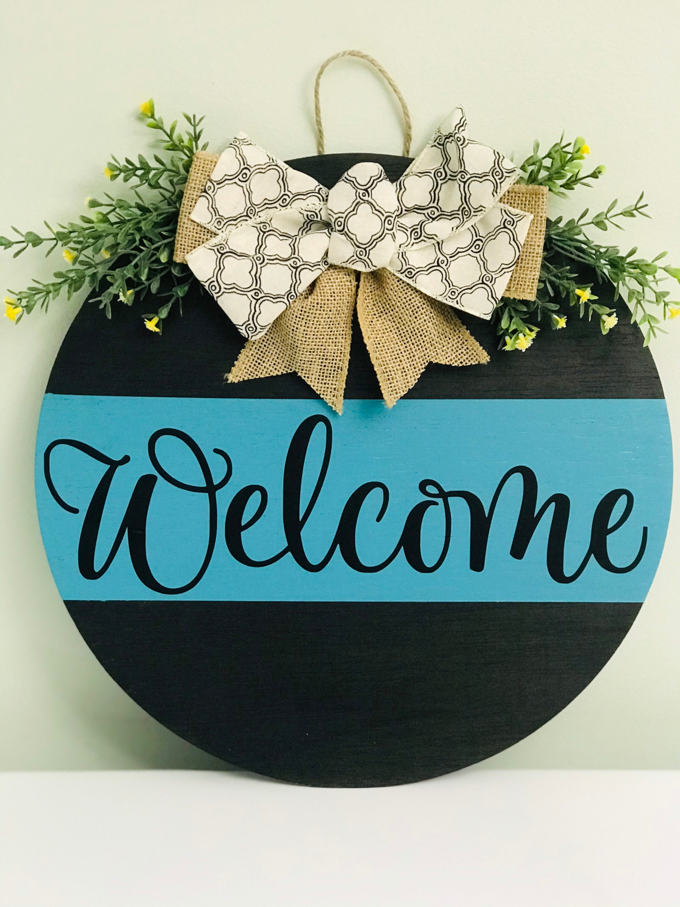 Front Door Decor Wooden Wreath Hanger welcome Black - Etsy