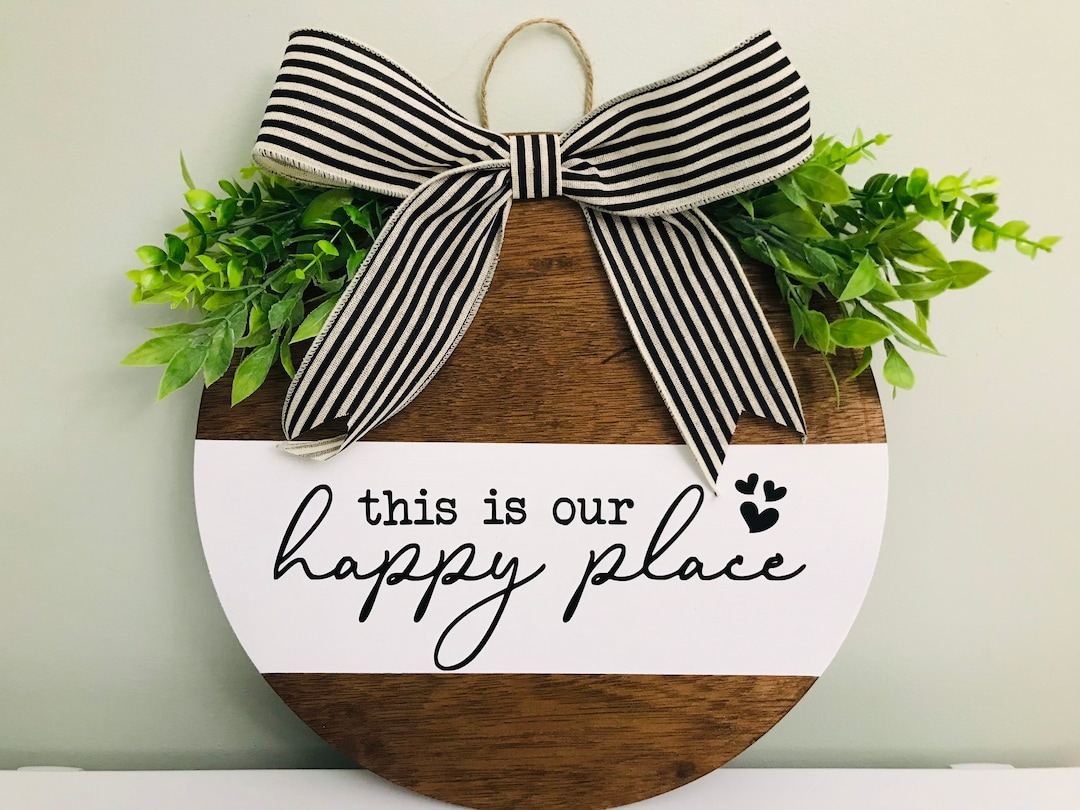 Front Door Decor | Our Happy Place | Door Hanger | Wreath | Heart ...