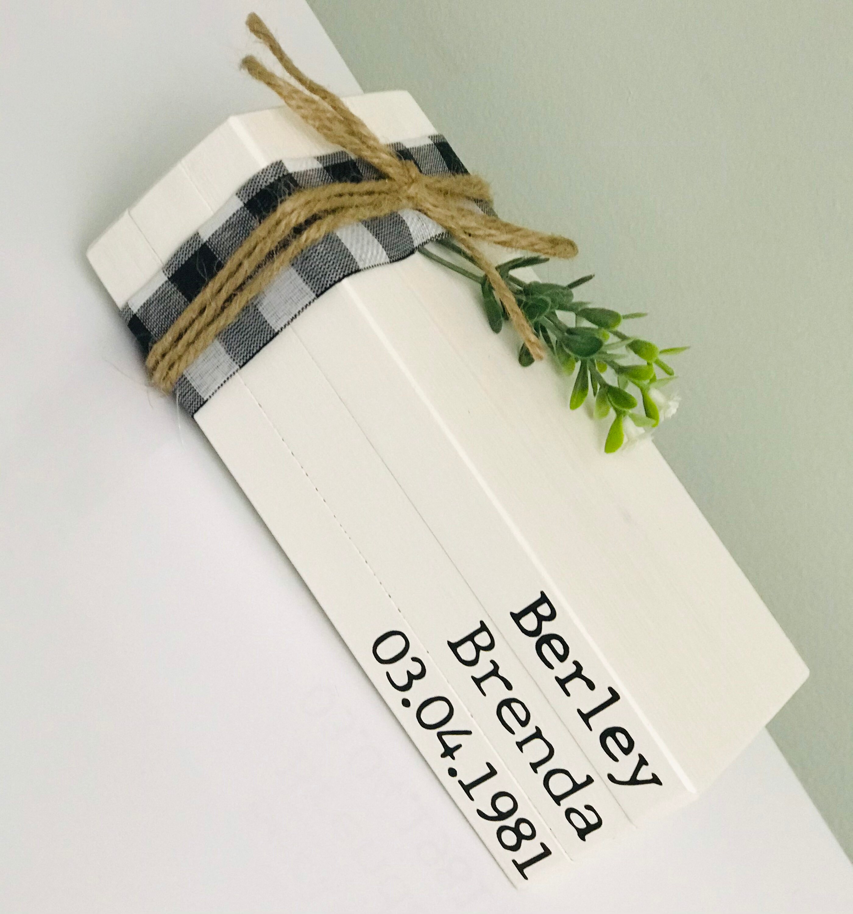 Farmhouse Faux Wooden Book Stacks Custom Jute Burlap Plaid | Etsy