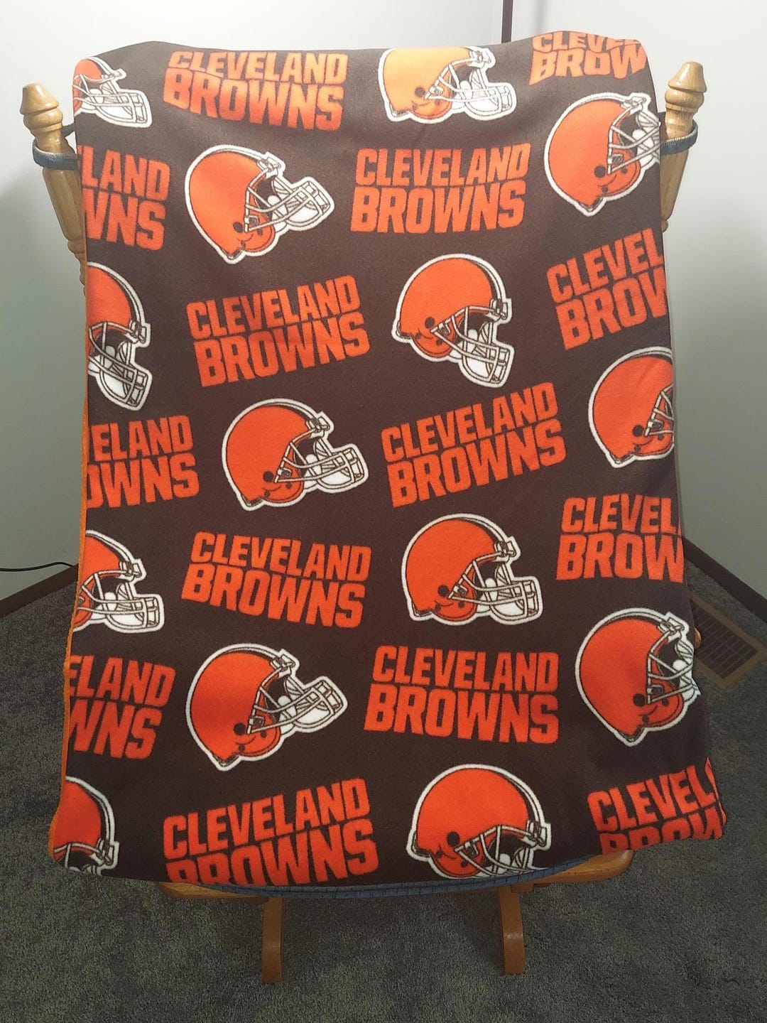 Cleveland Brownsfleece Throw: Handmade With Orange Fleece Backing - Etsy