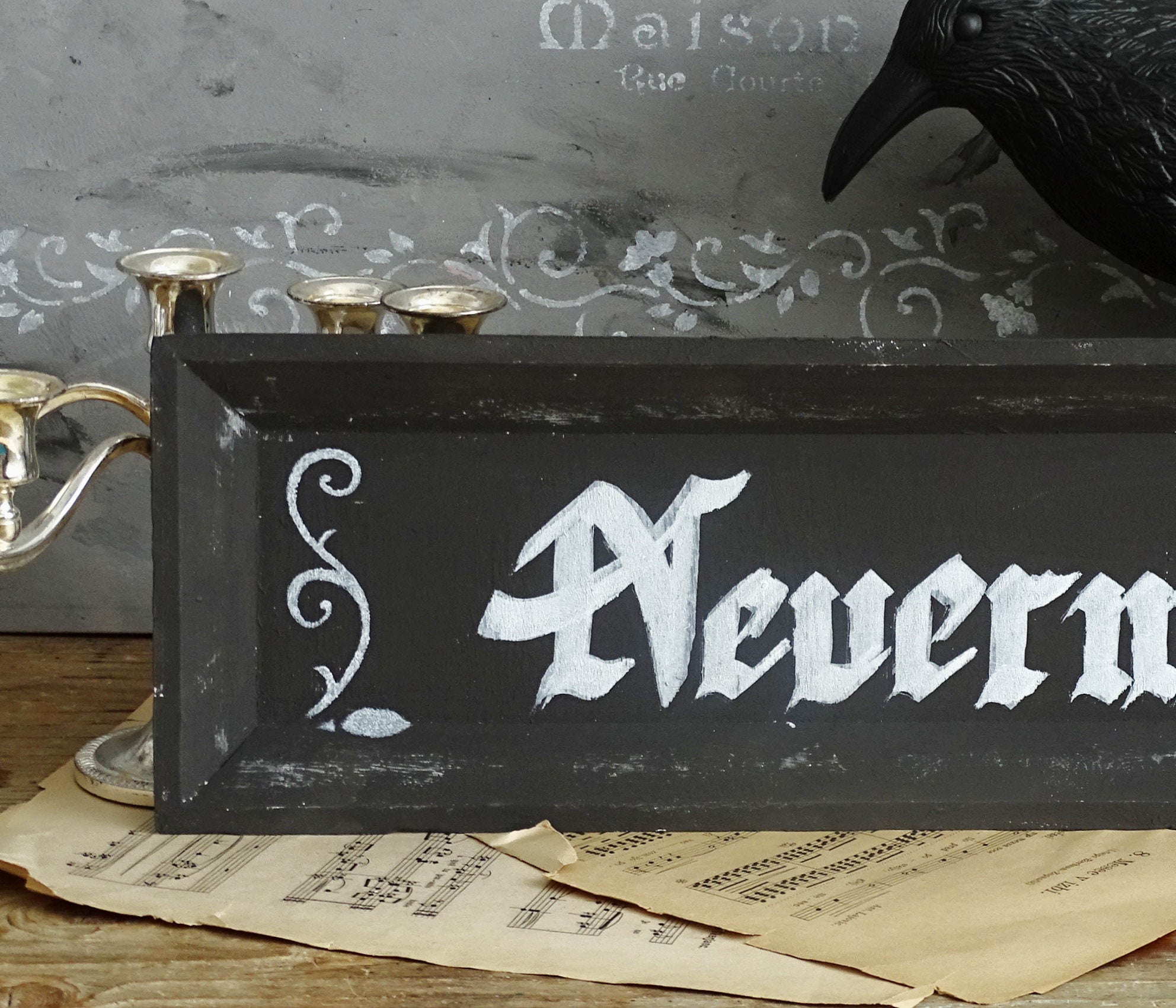 NEVERMORE Goth Wood Plaque, Edgar Allan Poe Saying Wall Plaque ...