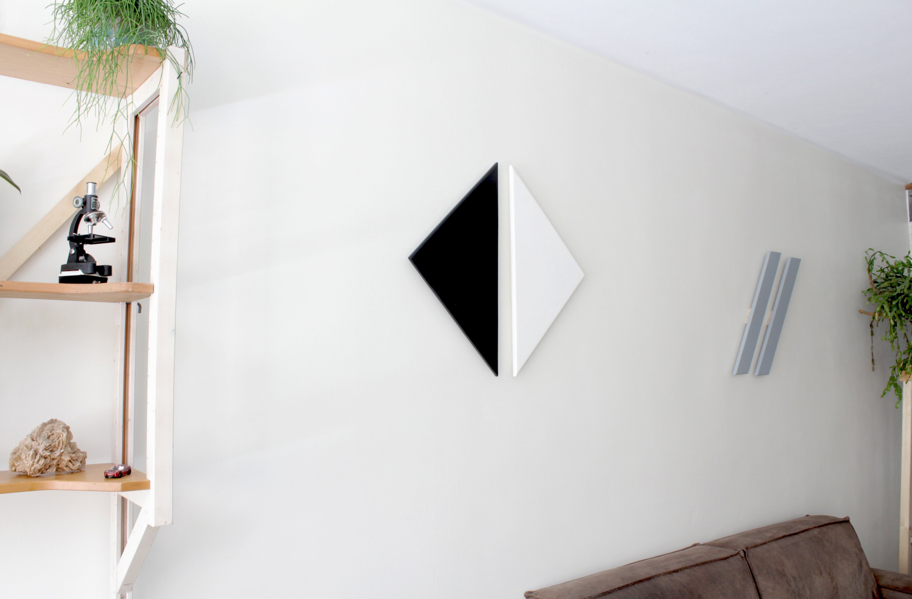 Geometric Wall Decor | Floating Square Sculpture Black/white ...