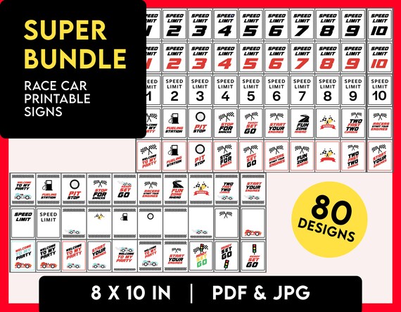 Race Car Party Signs BUNDLE Printable Signs INSTANT | Etsy