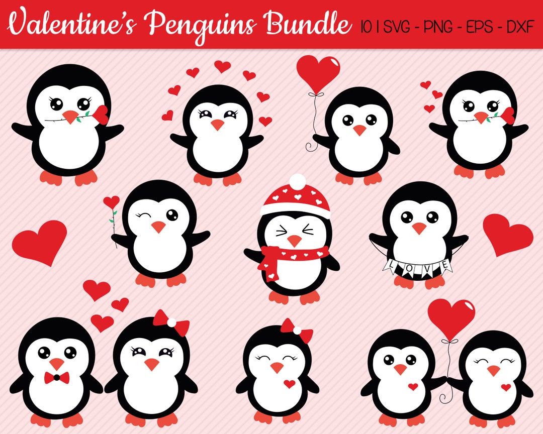 Valentine's Penguins Bundle Penguins Bundle - Etsy