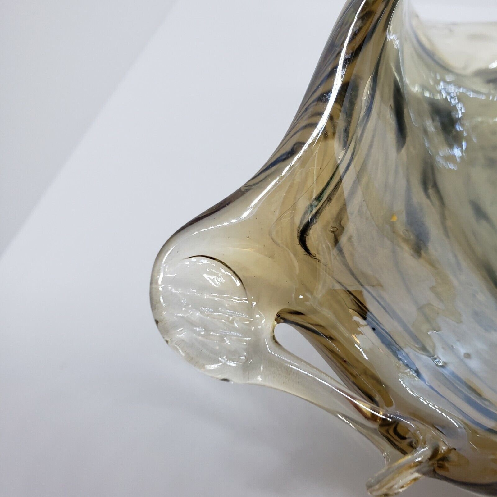 Split Handle Brown and Black Swirl Ashtray Art Glass Murano Inspired - Etsy