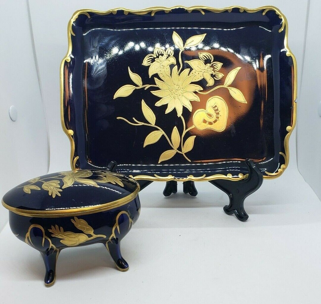 Echt Kobalt Germany JLMENAU Trinket Box With Tray Vintage - Etsy