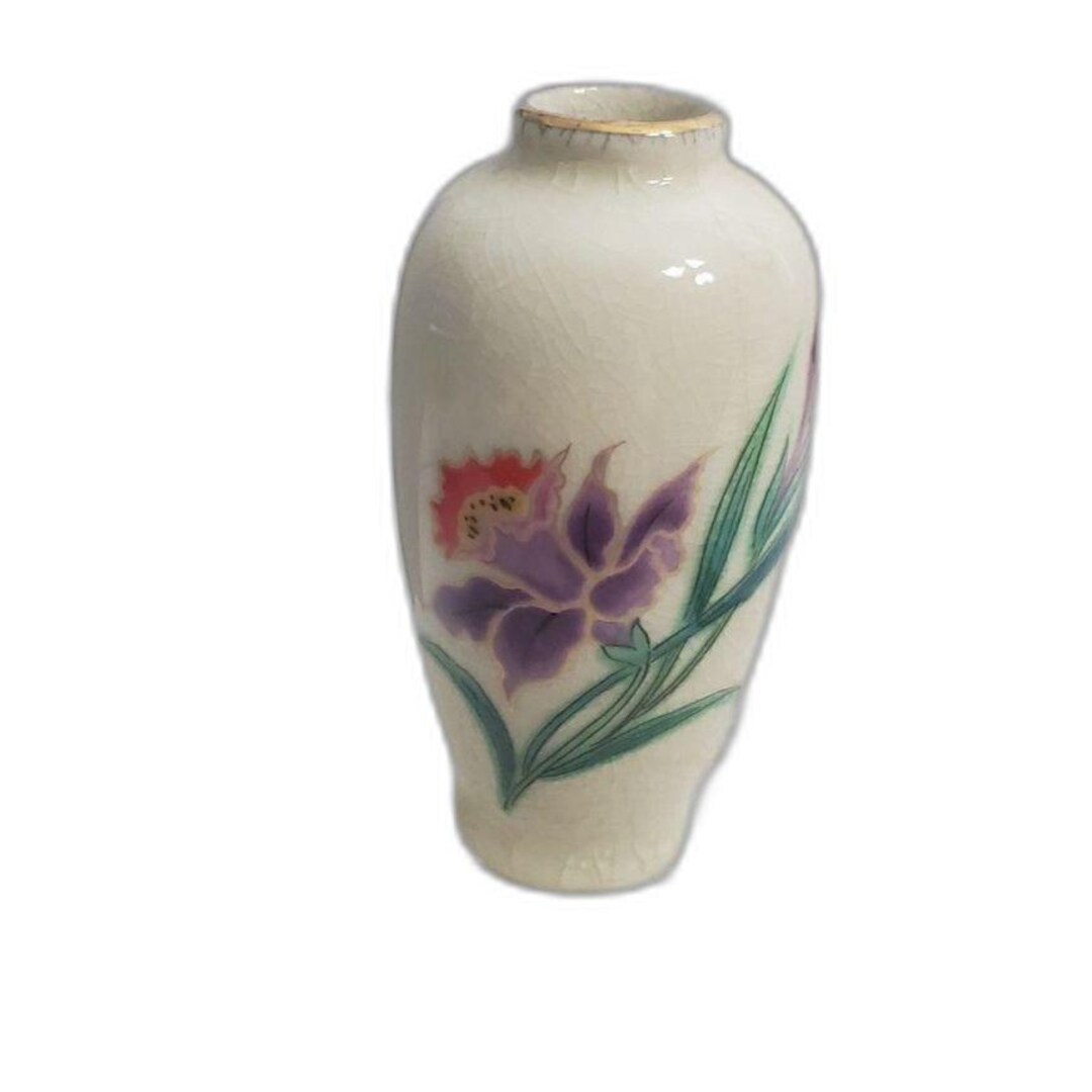 Homco Crackle Bud Vase Purple Iris Flower Design ~vintage~ - Etsy
