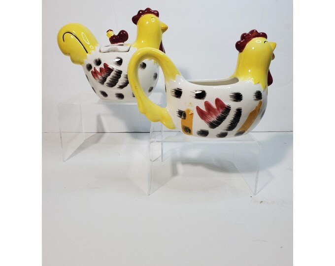 Chestnut Creek Rooster Chicken Shaped Covered Creamer and Sugar Bowl ...