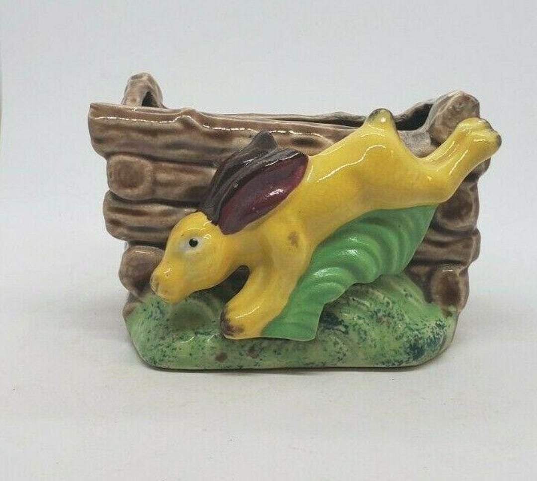 Leaping Rabbit With Stacked Logs Planter Made in Japan Vintage - Etsy