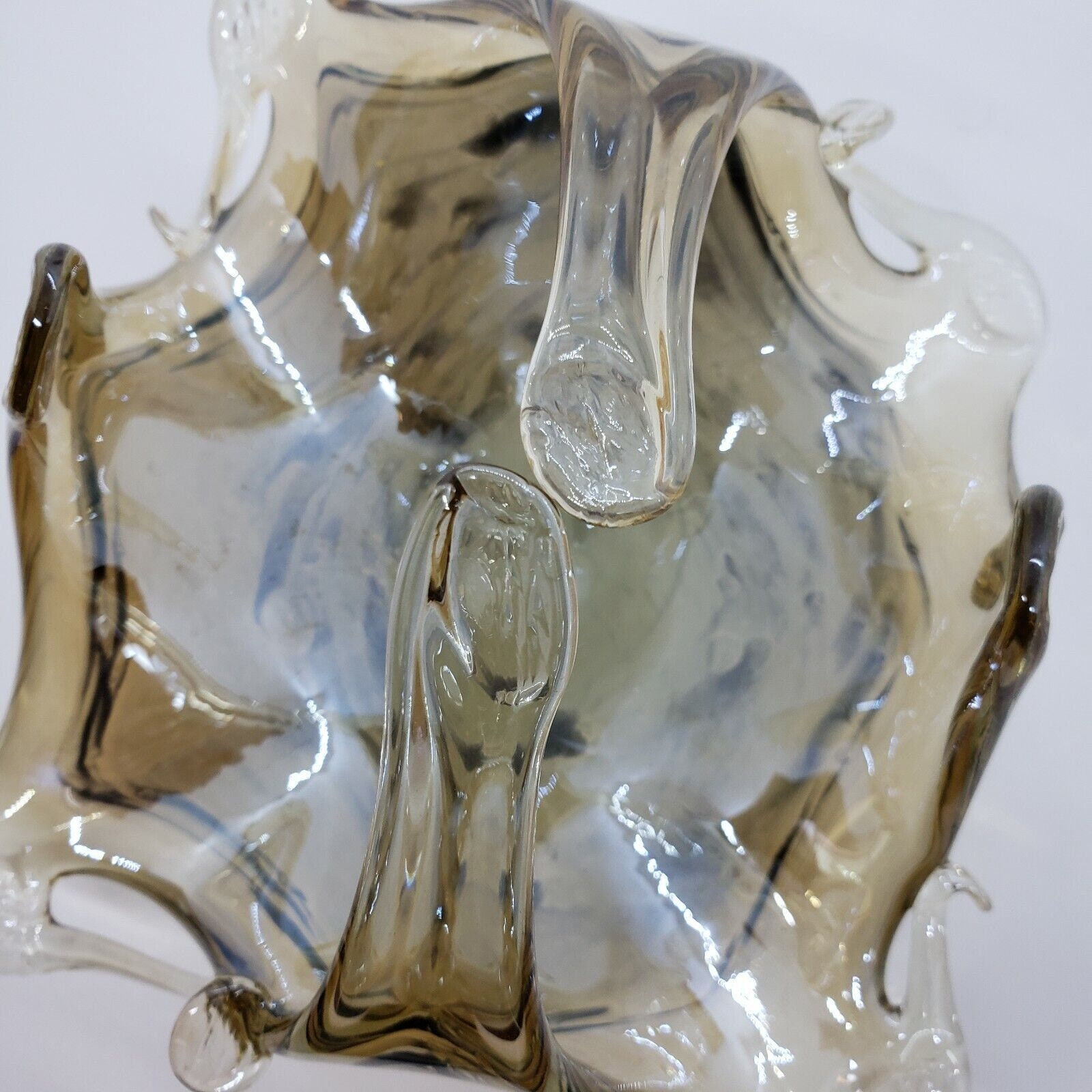 Split Handle Brown and Black Swirl Ashtray Art Glass Murano Inspired - Etsy