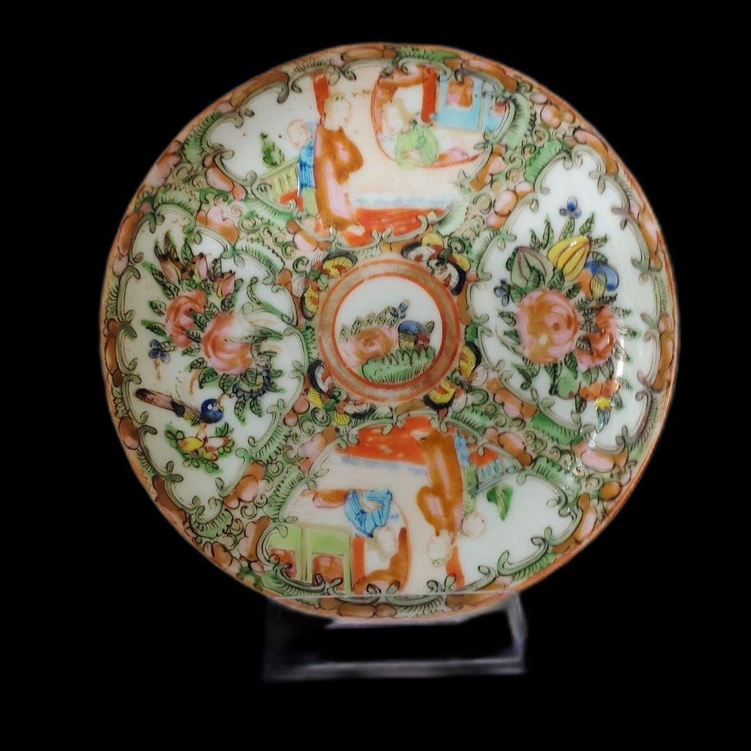 Asian Rice Dish/bowl With Stunning Colors Rose Medallion Porcelain ...