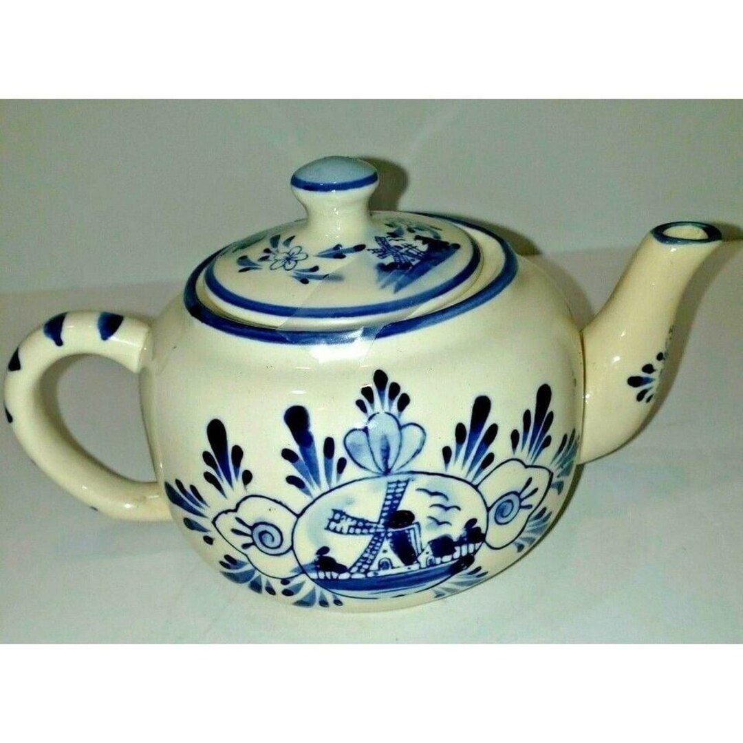Blue Dutch Style Ceramic Teapot Nobel Ball Vintage - Etsy