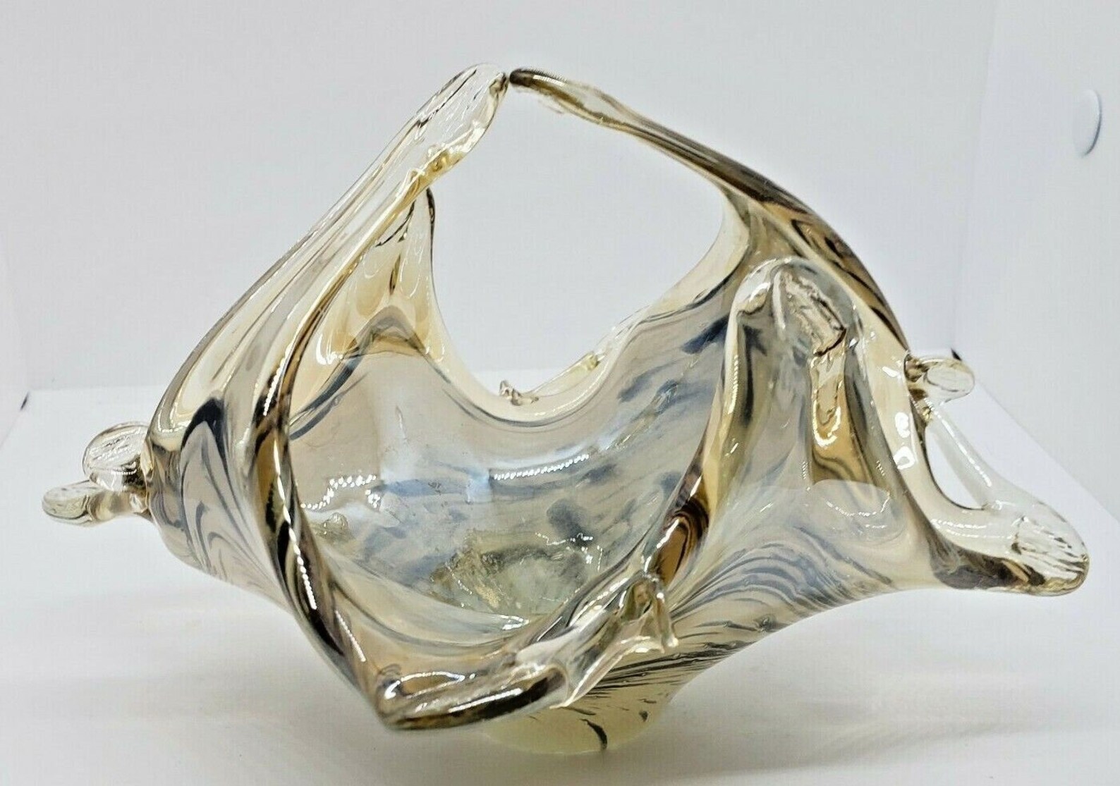 Split Handle Brown and Black Swirl Ashtray Art Glass Murano Inspired - Etsy