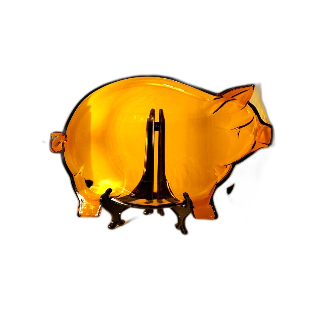Vintage Indiana Tiara Glass Amber Pig Platter Super Cute - Etsy
