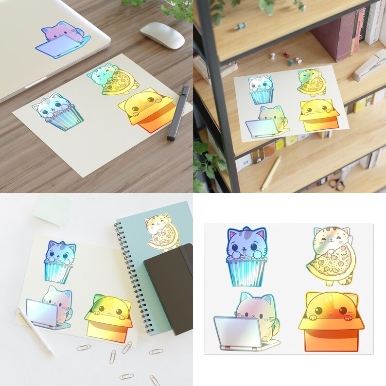 Cute Cats Kawaii Chibi Sticker Sheet - Cute Cat Stickers | Kawaii ...