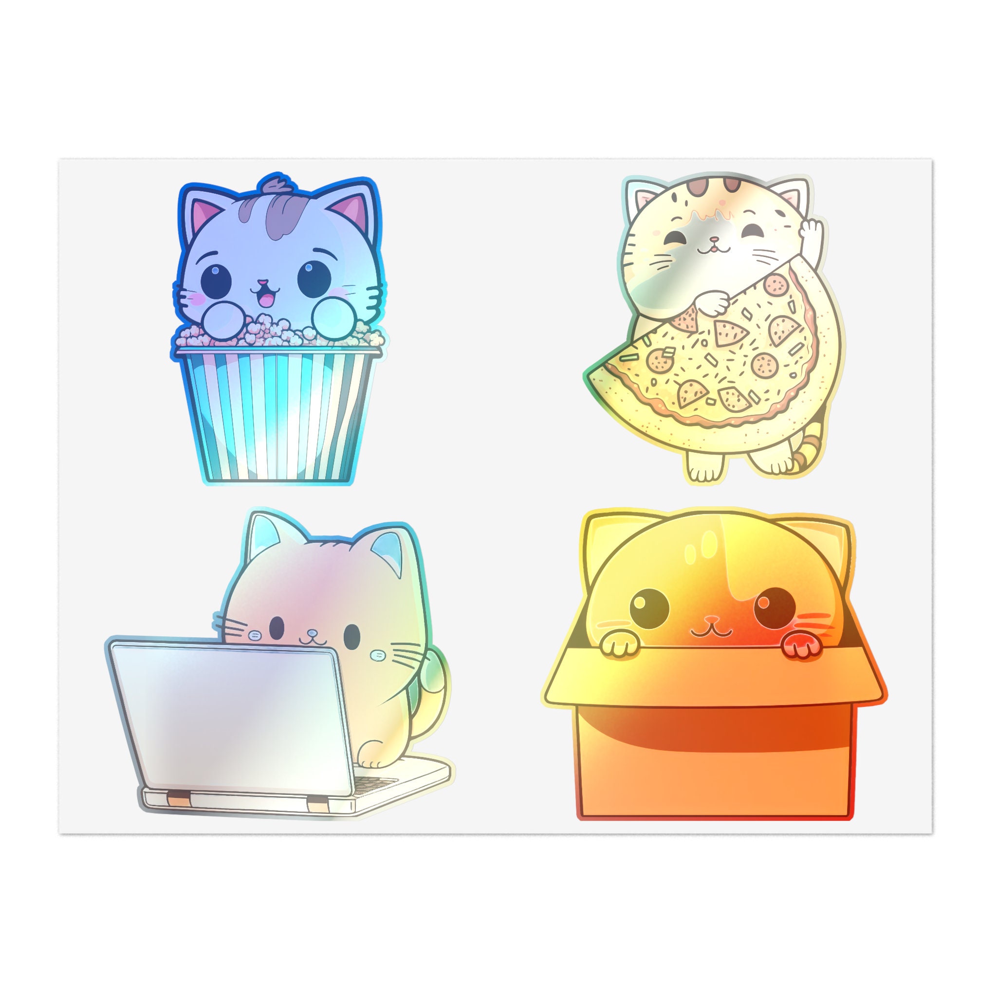 Cute Cats Kawaii Chibi Sticker Sheet - Cute Cat Stickers | Kawaii ...