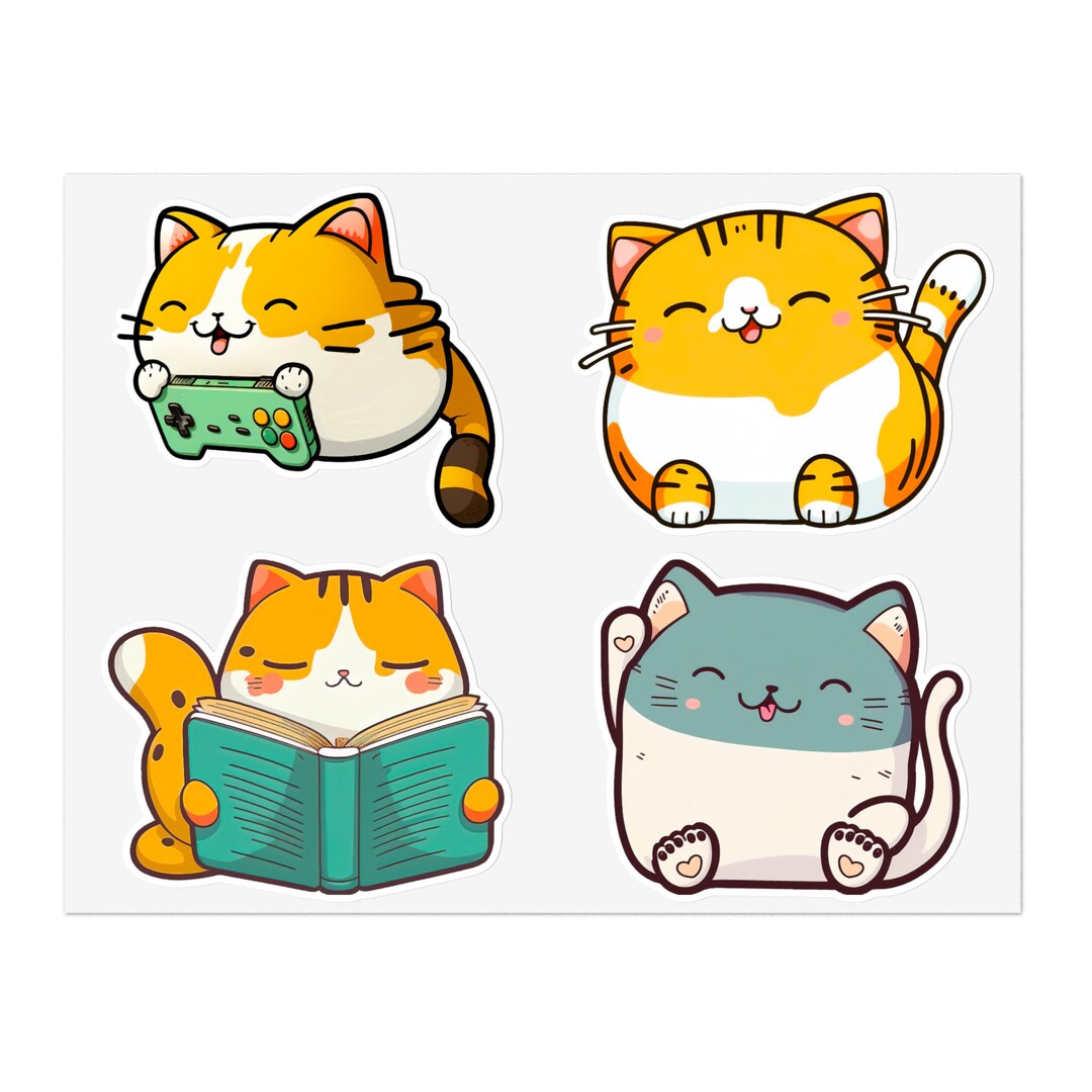 Cute Cats Kawaii Chibi Sticker Sheet - Cute Cat Stickers | Kawaii ...