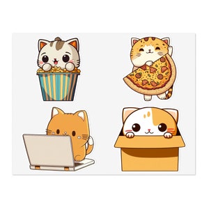 Cute Cats Kawaii Chibi Sticker Sheet - Cute Cat Stickers | Kawaii ...