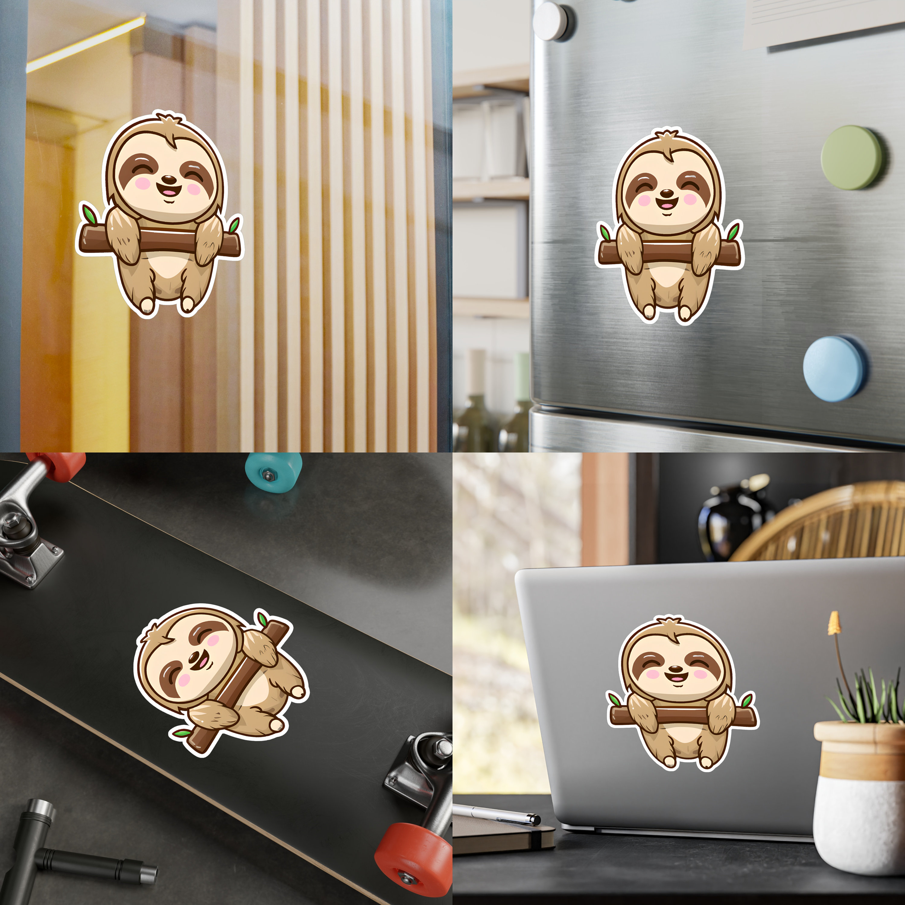 Cute Baby Sloth Kawaii Chibi Kiss-cut Vinyl Decal - Sloth Sticker ...