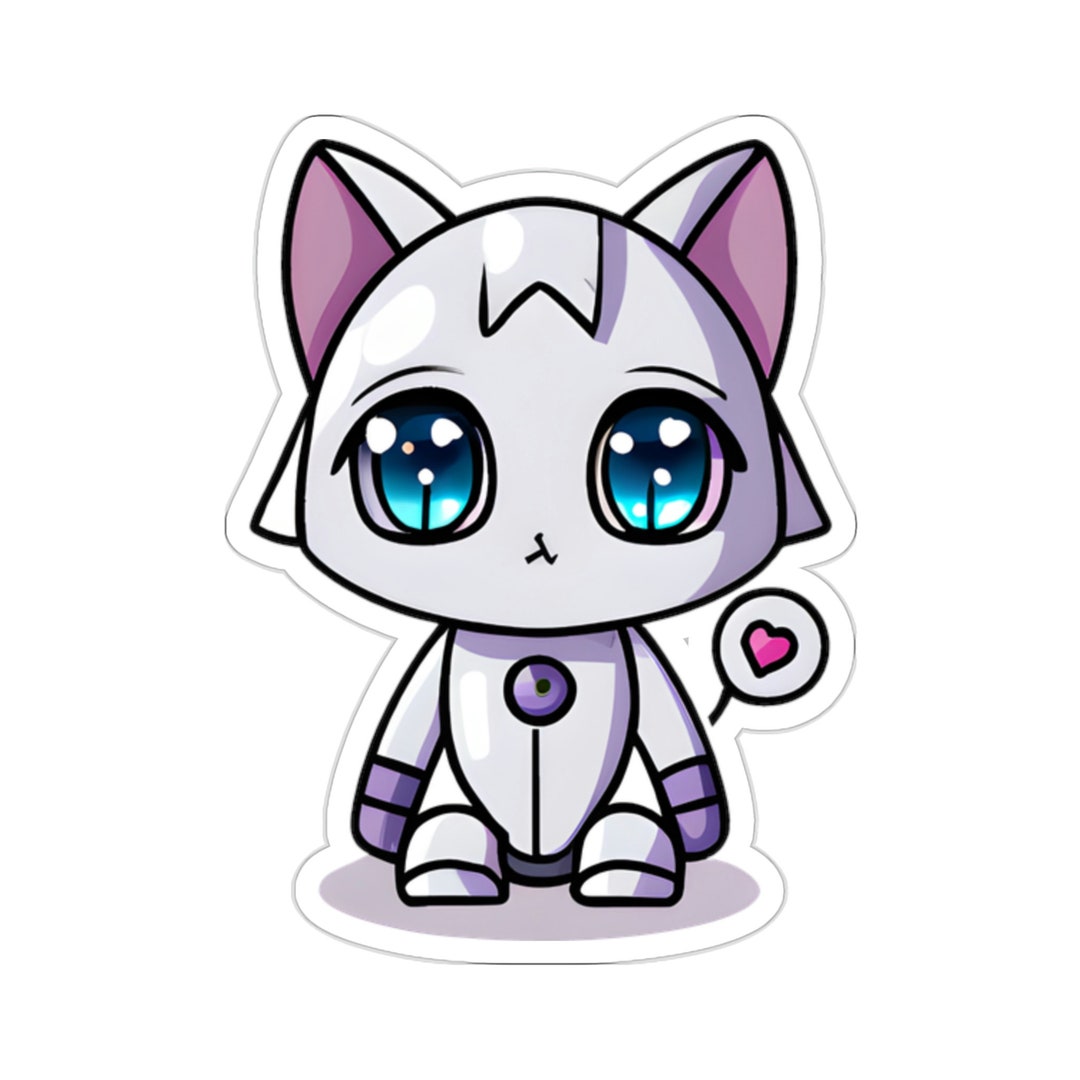 Robot Kitten Kawaii Chibi Kiss-cut Sticker - Robot Kitten Sticker ...