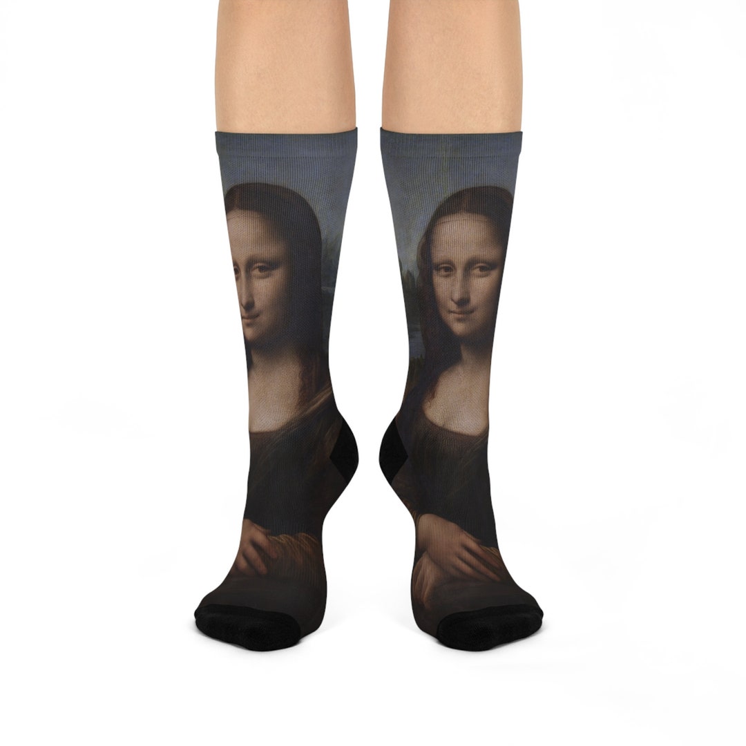Mona Lisa Cushioned Crew Socks - Mona Lisa Socks | Fun Custom Socks ...