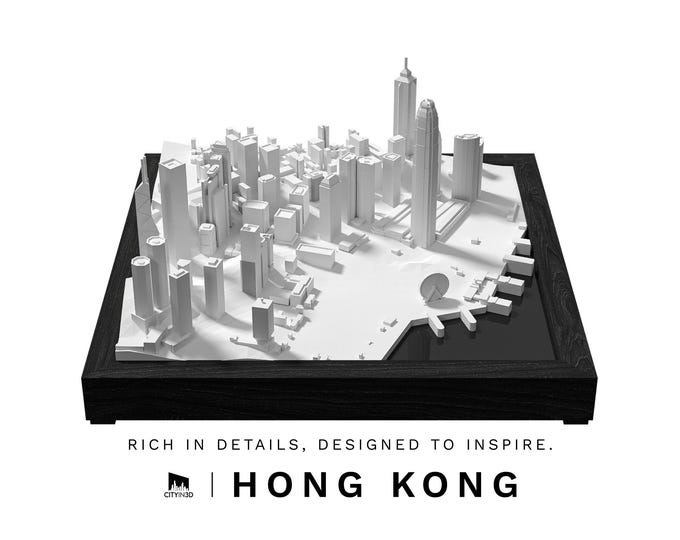 3D Hong Kong Digital Files 3D STL File Hong Kong 3D Map 3D City Art 3D ...