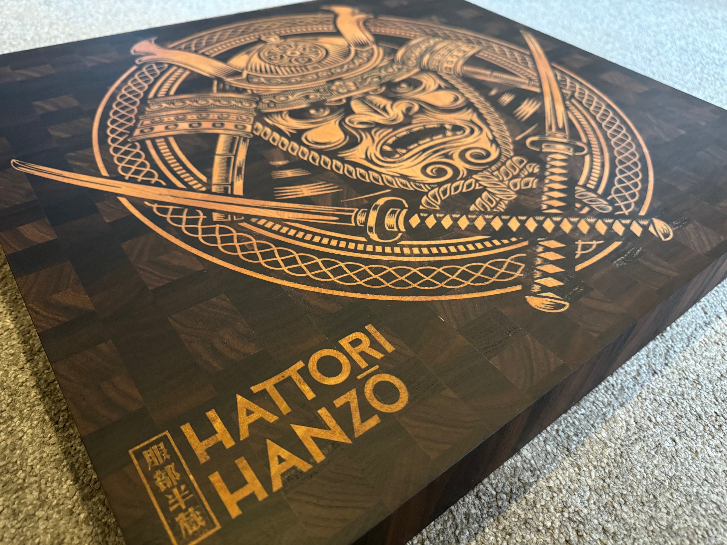 Samurai Inlayed End Grain Walnut Chopping Board - Etsy