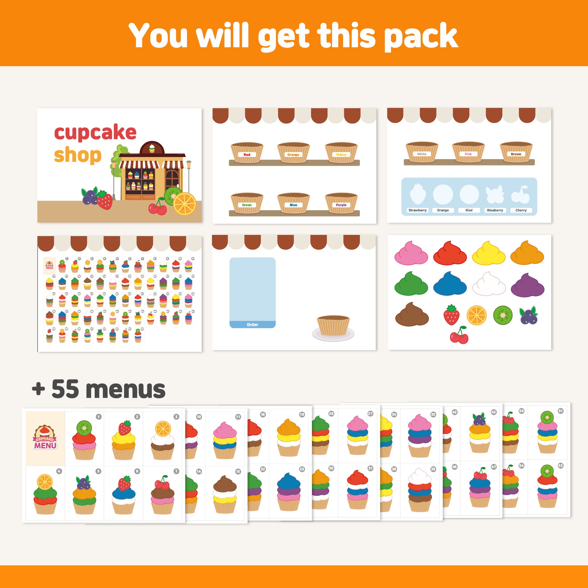 Pretend Play Printable Cupcake Shop Set Instant Download / Dramatic ...