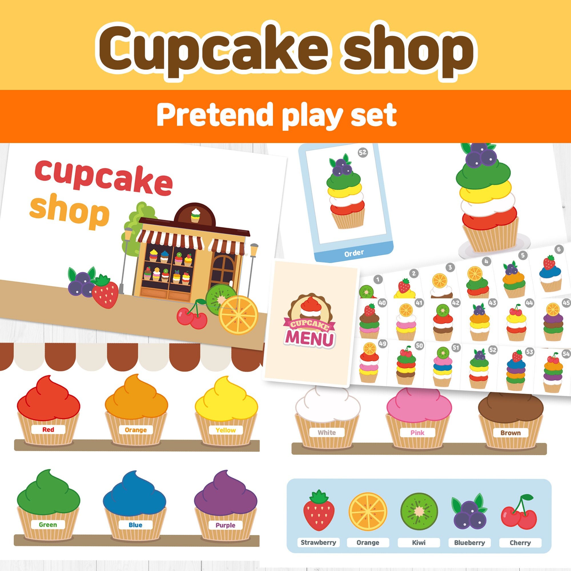 Pretend Play Printable Cupcake Shop Set Instant Download / Dramatic ...