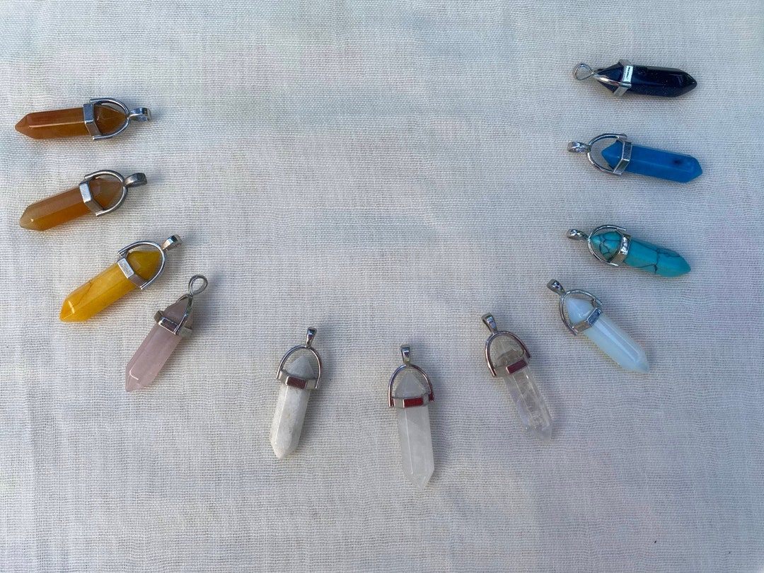 Hexagonal Bullet Real Natural Stone/healing Crystal Necklace/pendant ...