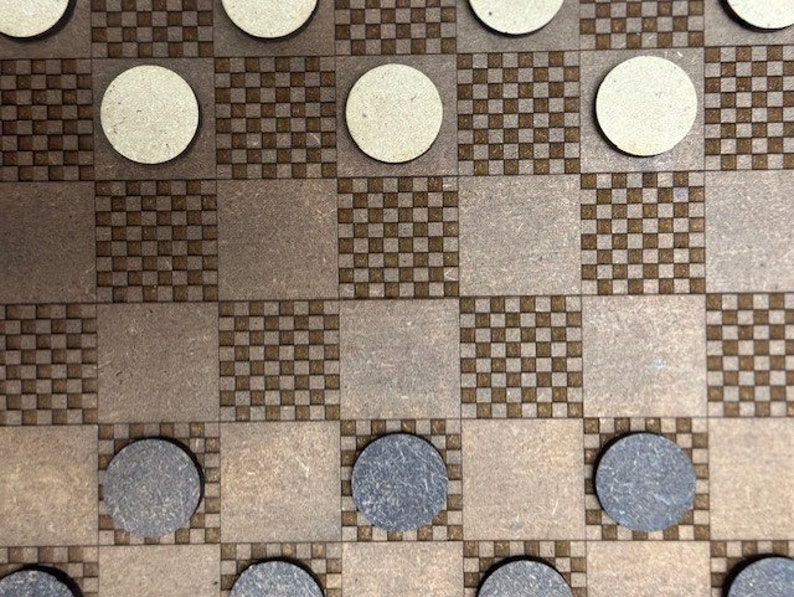 Checkers Chess Board Game Laser Engraved Wood Checker Pieces ...