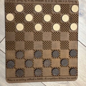 Checkers Chess Board Game Laser Engraved Wood Checker Pieces ...