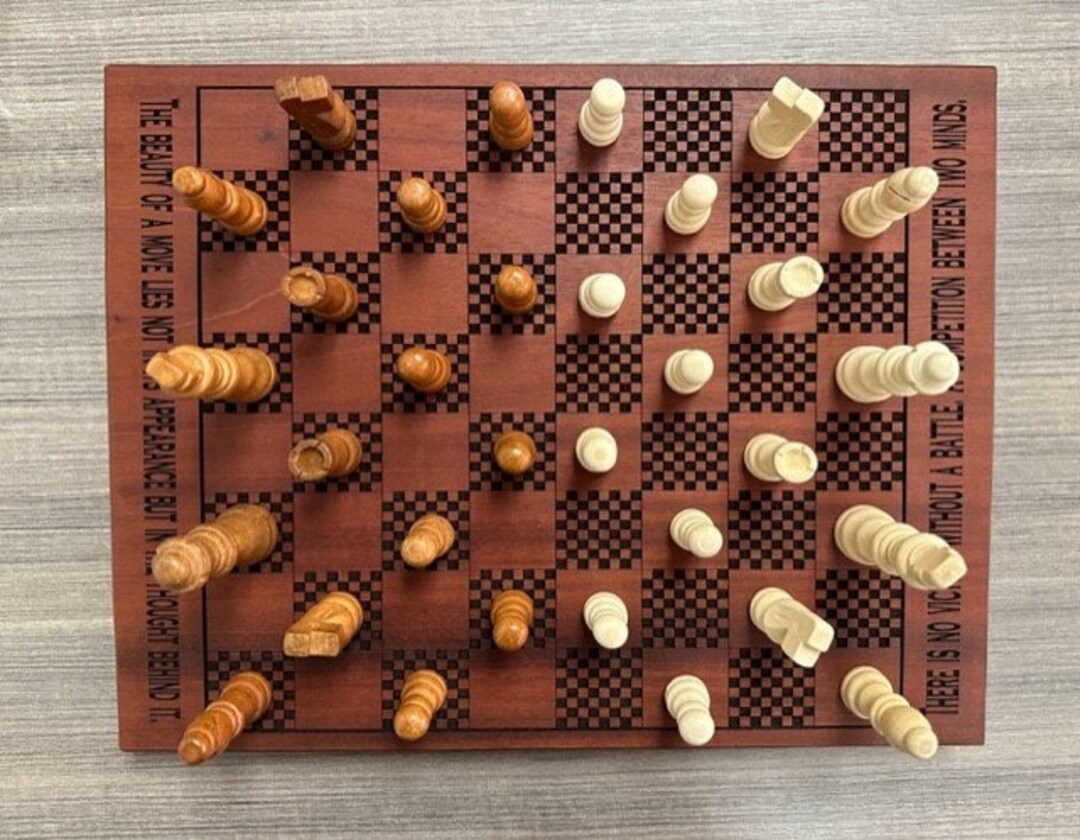 Chess Checkers Board Games Laser Engraved on Red Cherry Wood Chess ...