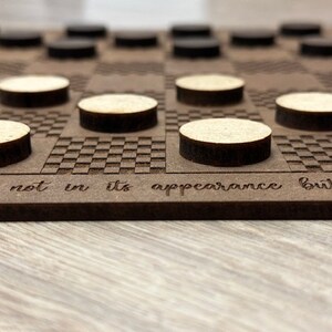 Checkers Chess Board Game Laser Engraved Wood Checker Pieces ...