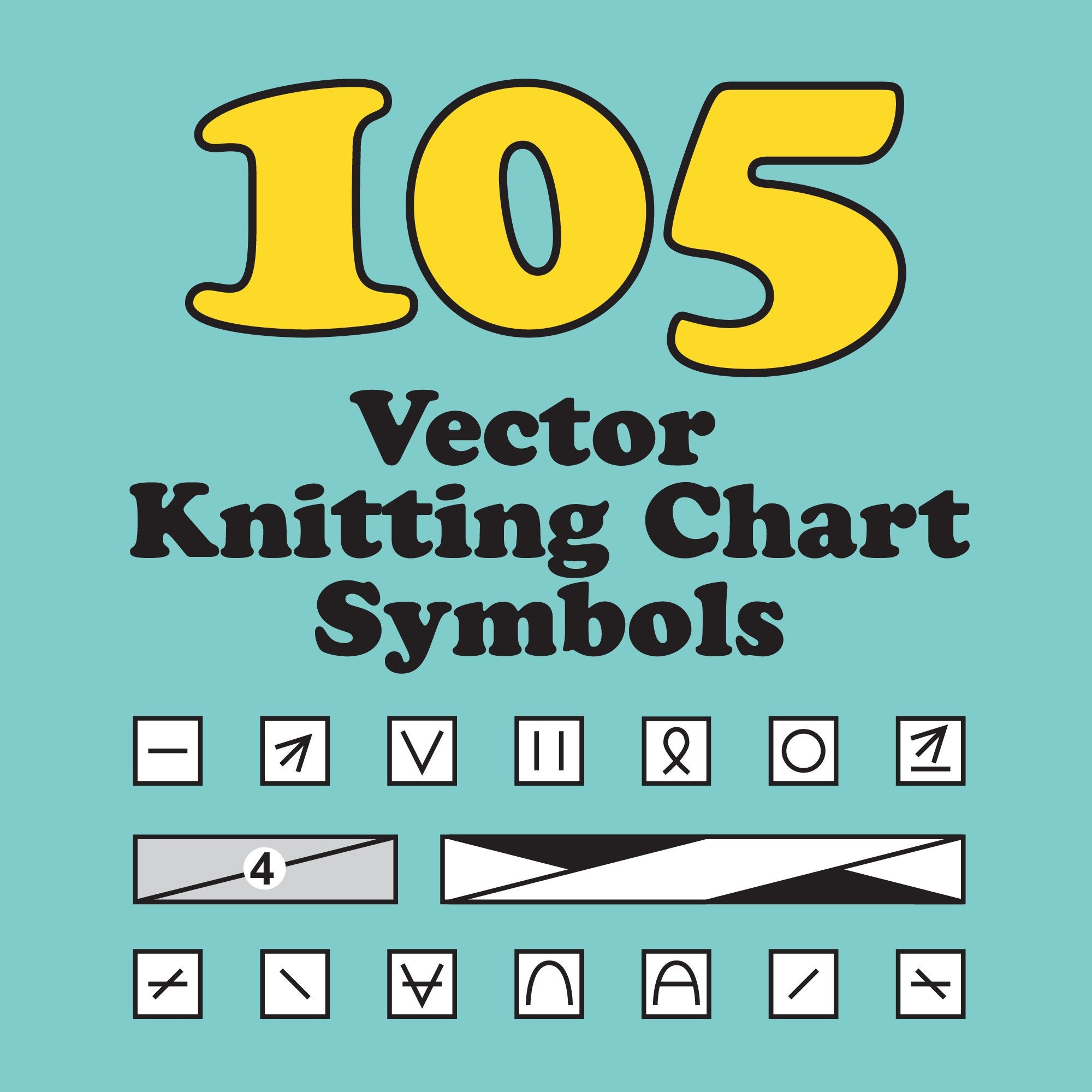 105 Vector Knit Chart Symbols | Download | Adobe Illustrator - Etsy