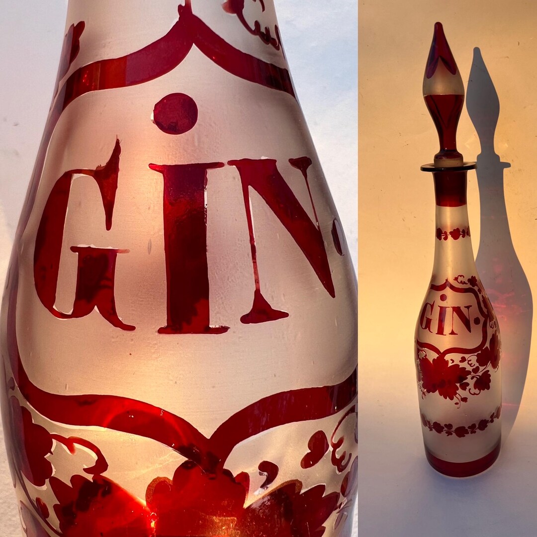 Extremely RARE Unique Vintage Mary Gregory Moser GIN Empty Liquor ...