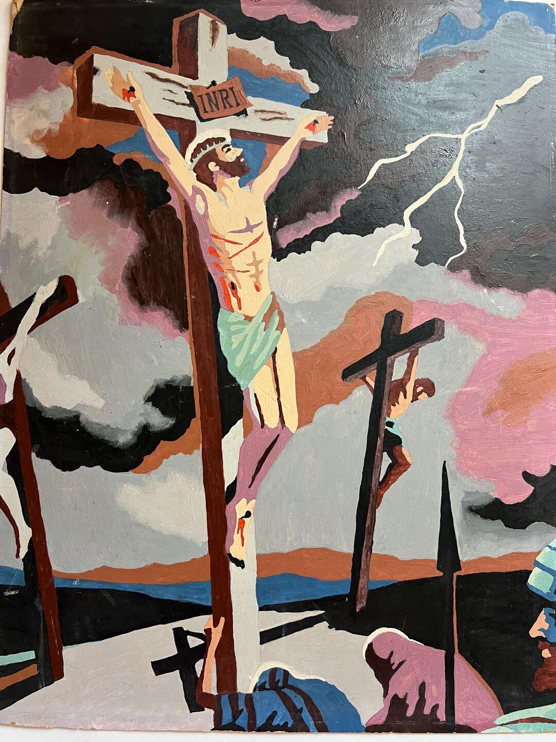 Vintage MCM 1950's Cubist Christ Crucifixion Station of the Cross ...