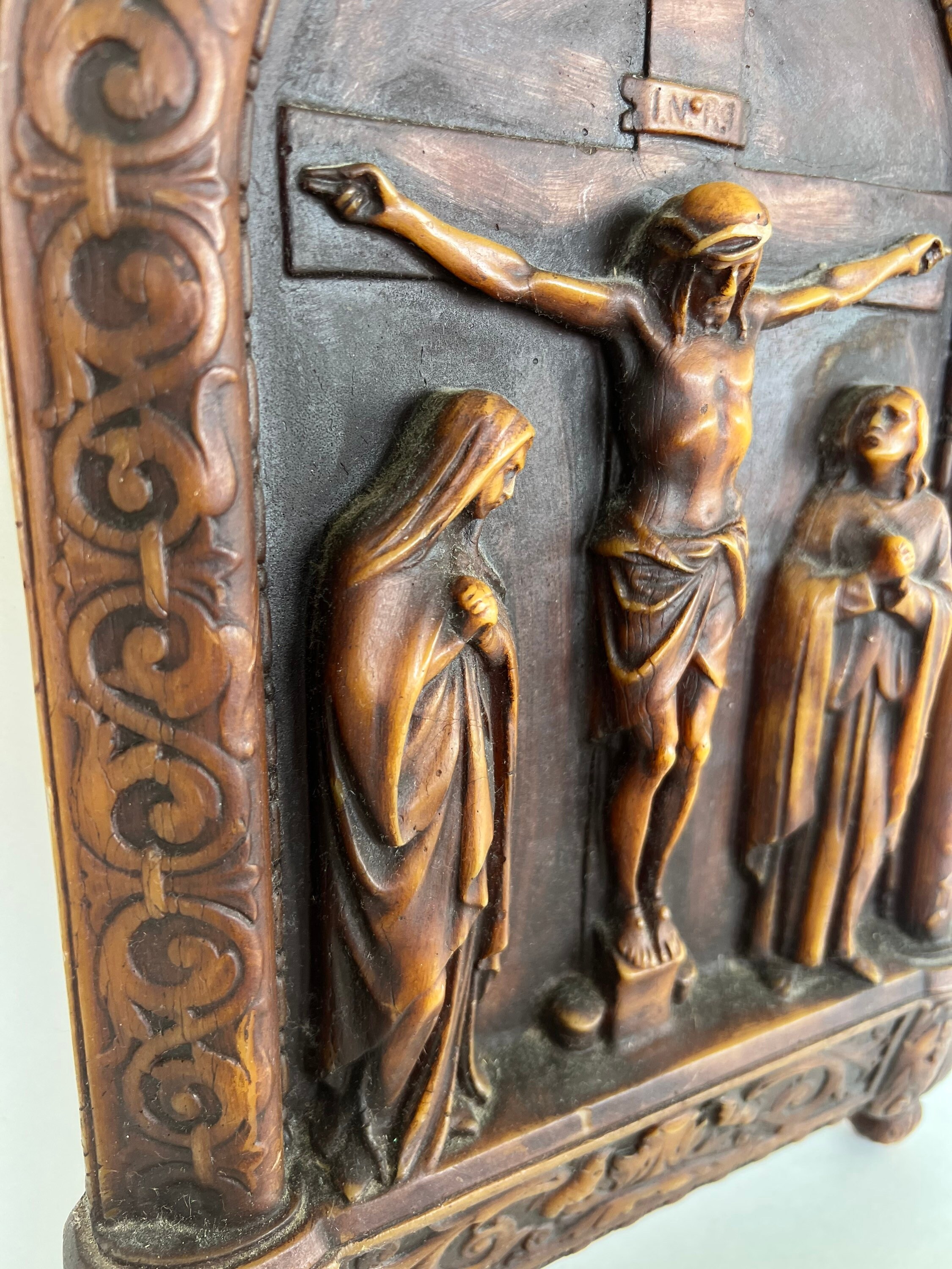 Old Antique Circa 1940's Germany Carved Wax Figural Jesus Crucifixion ...