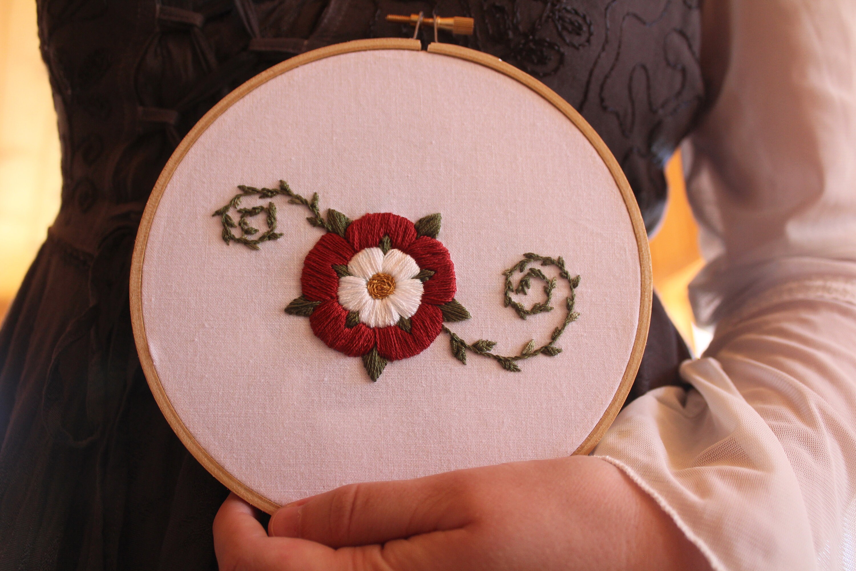 Tudor Rose Embroidery Pattern Pdf Digital Download Floral Hand Embroidery Etsy