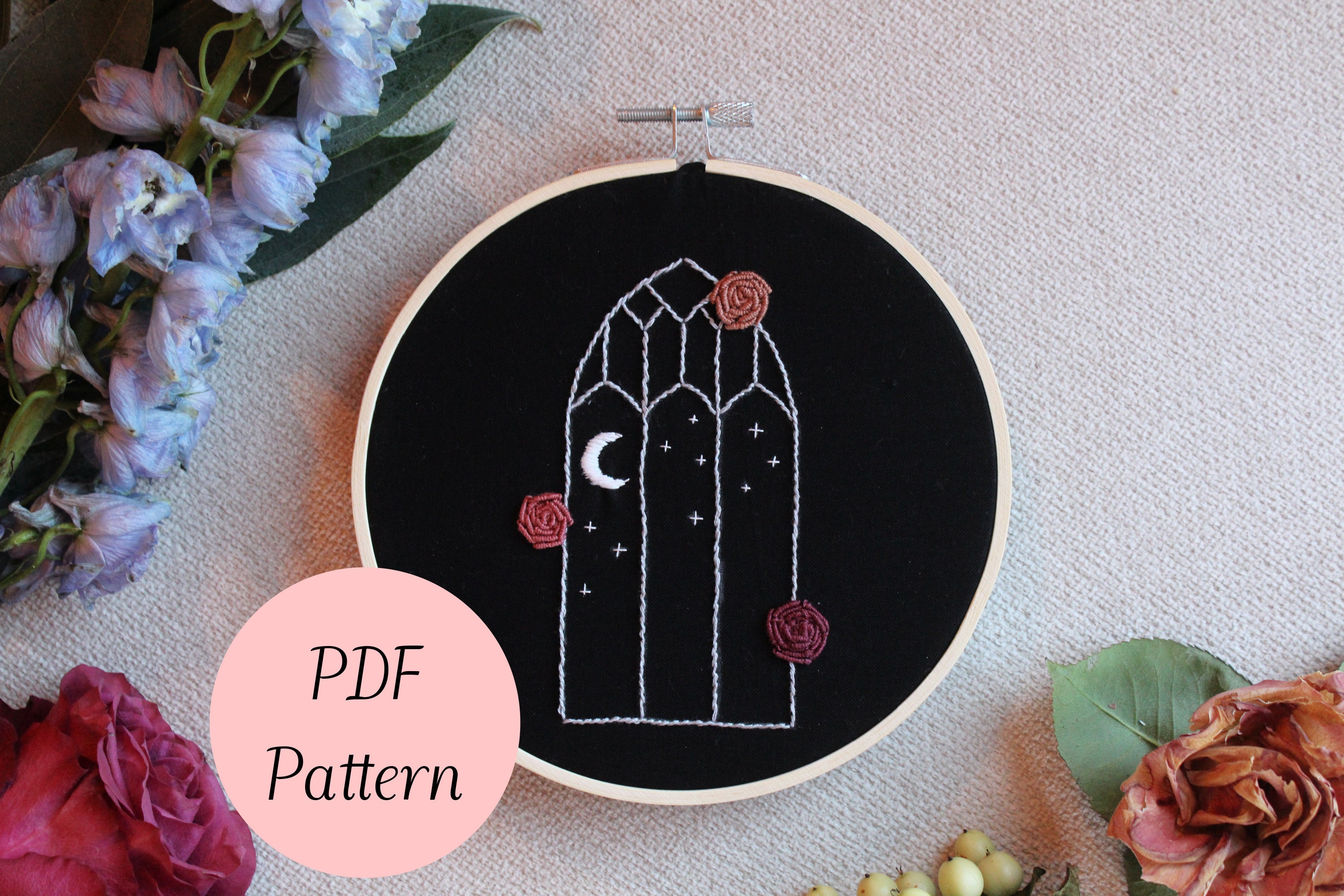 Gothic Window Embroidery Pattern ~ PDF Embroidery Pattern ~ Dark ...
