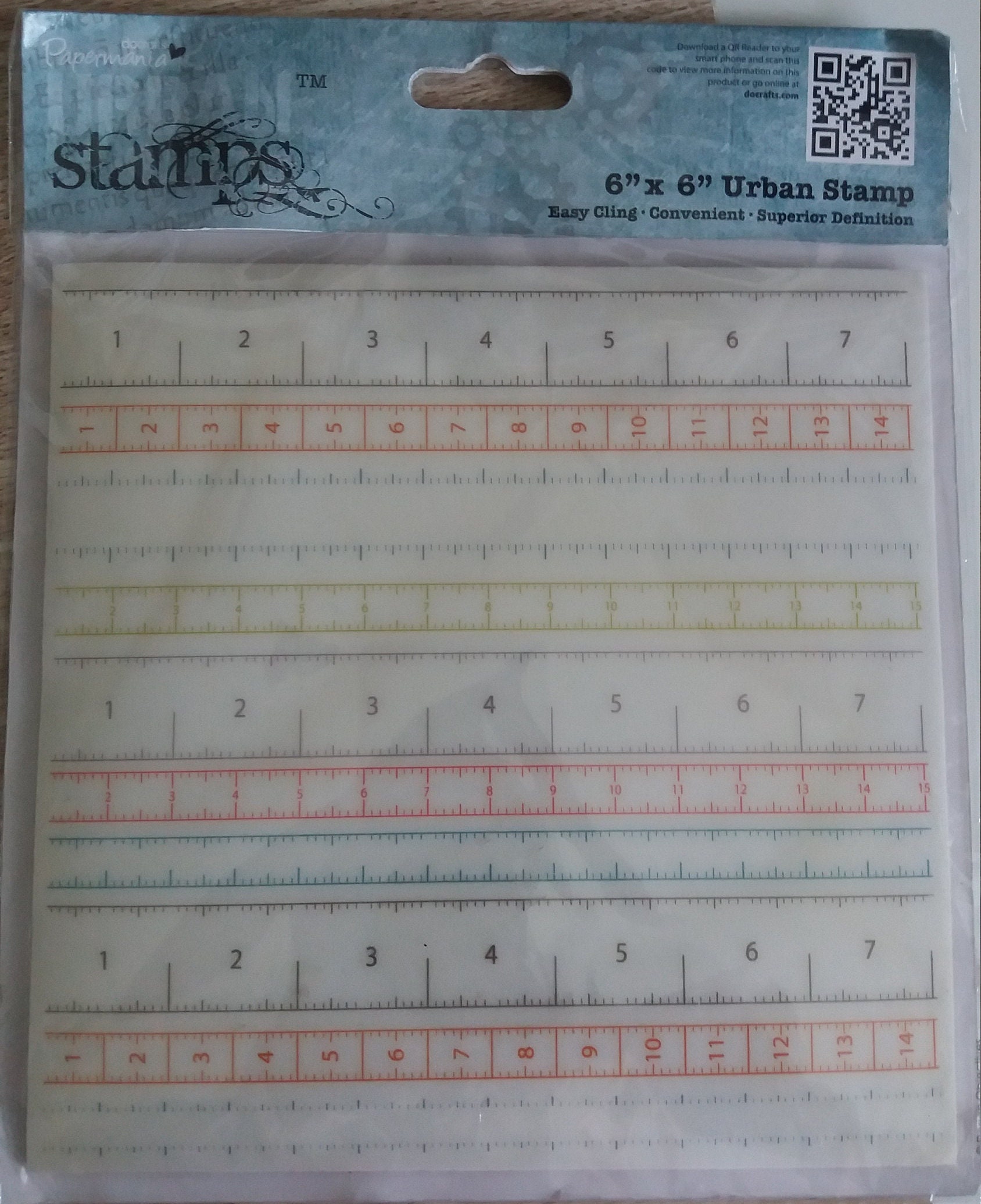 Papermania Urban Stamps Happy Days Measuring Tape 6x6 Unmounted Stamp ...