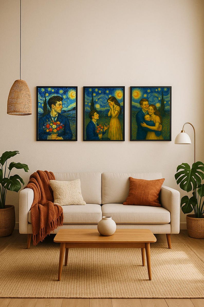Van Gogh Starry Night Couple Art Set: Love Story Timeline (digital ...