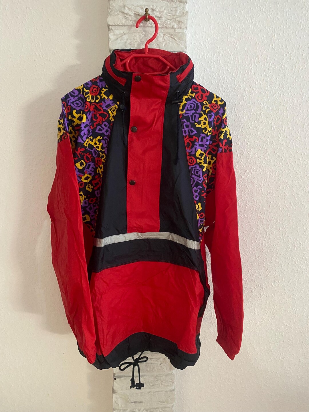 Vintage Balloon Silk Rain Cape, Tracksuit Jacket, Size M, Colorful ...
