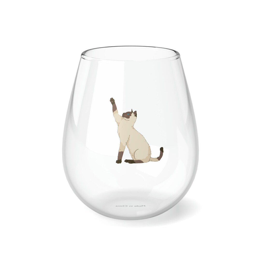 Stemless Wine Glass, Siamese Cat - Etsy