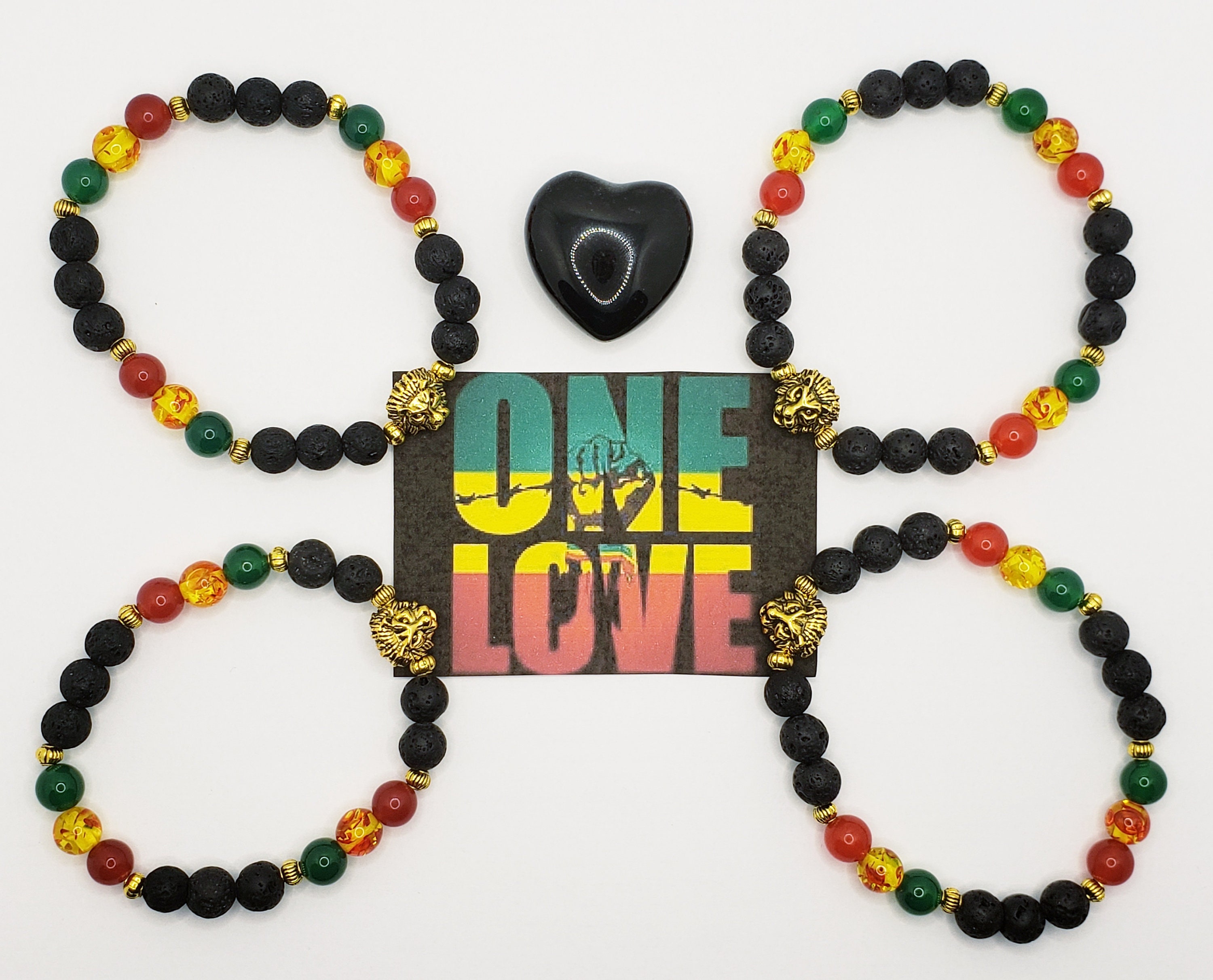 Rasta Gemstone Bracelet With Lava Stone Red Chalcedony - Etsy