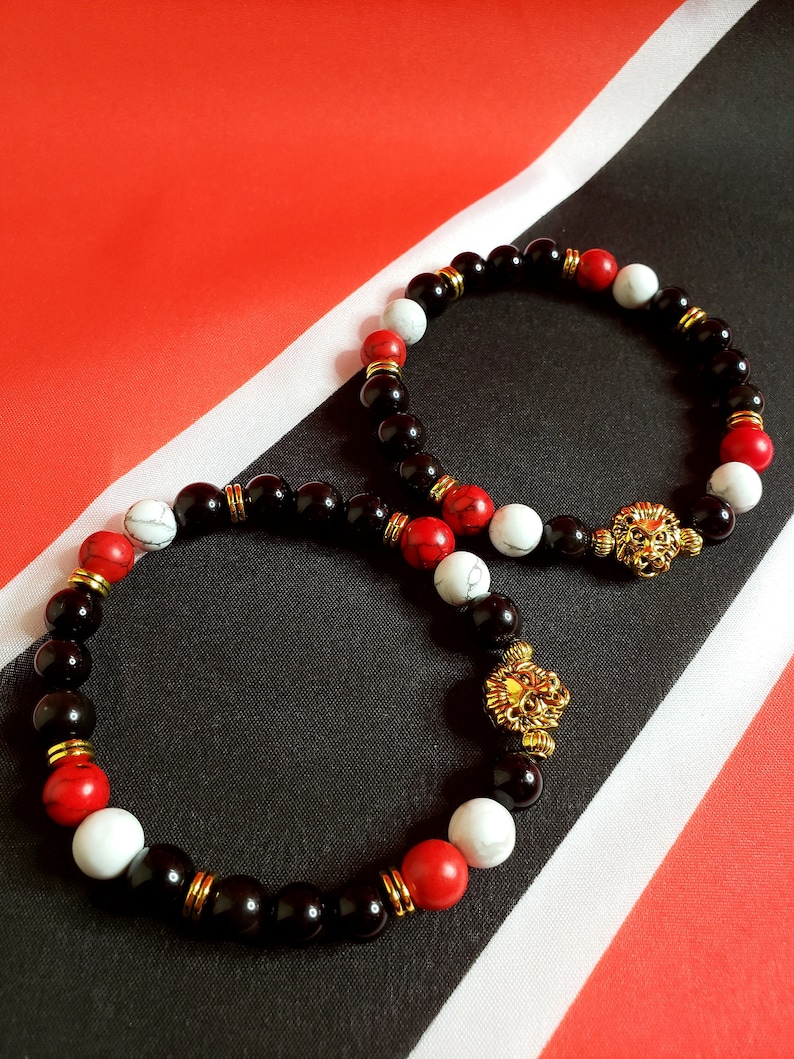 Trinidad & Tobago Gemstone Bracelet, With Gold Lion Head, That's ...